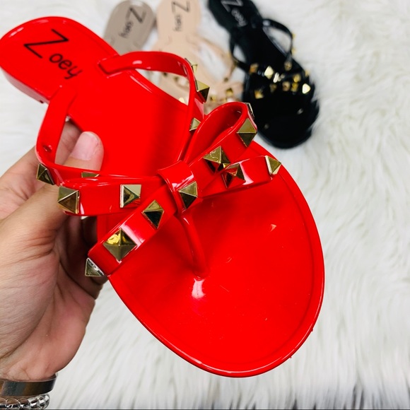 Shoes | Red Jelly Studded Sandal | Poshmark